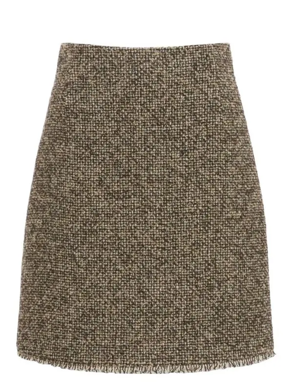 Max Mara Wool Blend Bouclé Short Skirt - Brown