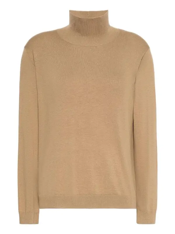 Max Mara Wool And Silk Knit Turtleneck - Camel