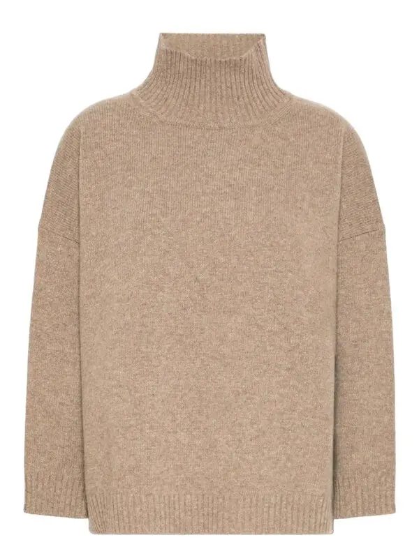 Max Mara Wool Knit Turtleneck Jumper - Hazelnut Brown
