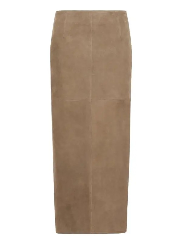 Max Mara Suede Midi Skirt - Kaki