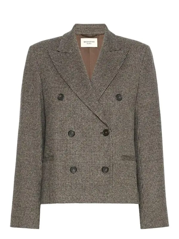 Max Mara Double-breasted Jacket In Micro Jacquard Jersey - Brown