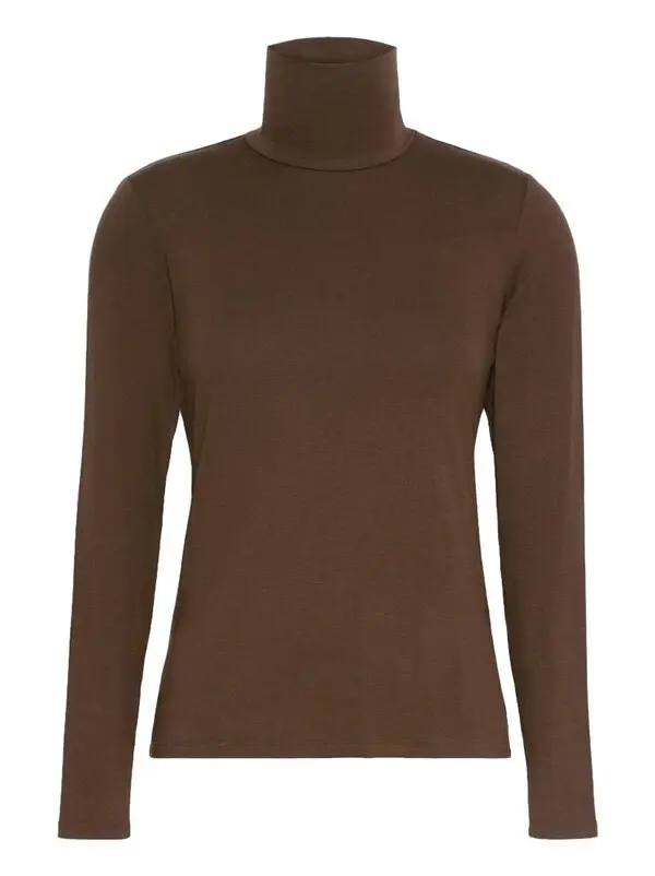Max Mara Slim-fit Stretch Viscose Jersey Turtleneck Top - Dark Brown