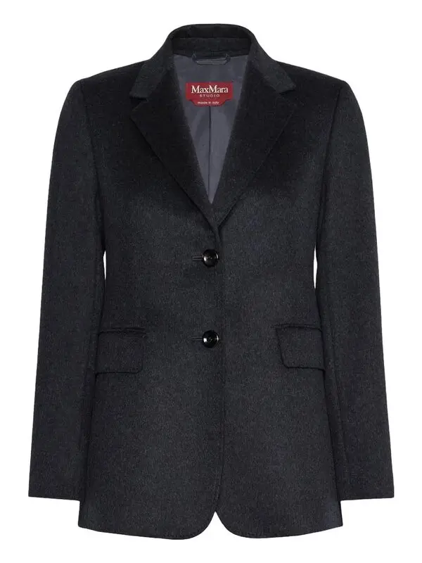 Max Mara Single-breasted Wool Broadcloth Blazer - Dark Grey