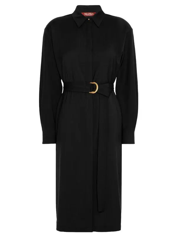 Max Mara Woolen Cloth Shirt Dress - Black