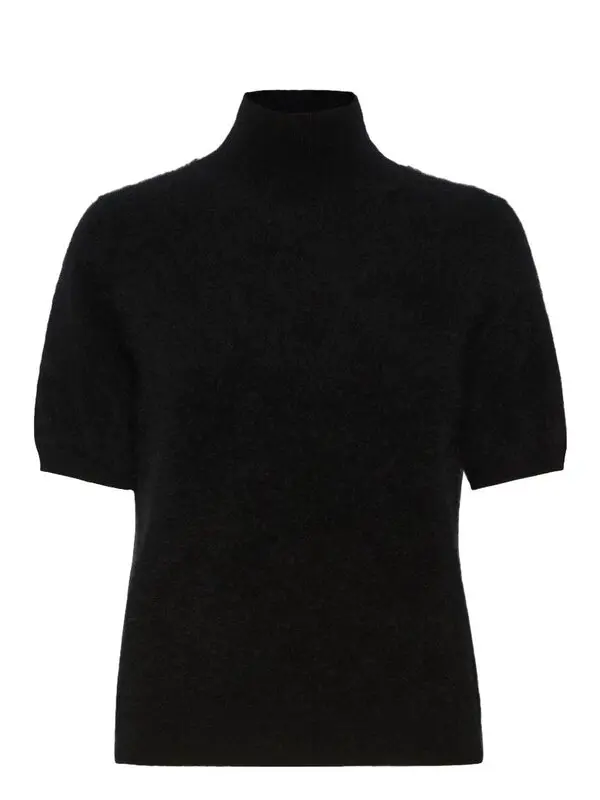 Max Mara Brushed Wool Yarn Polo-neck Sweater - Black