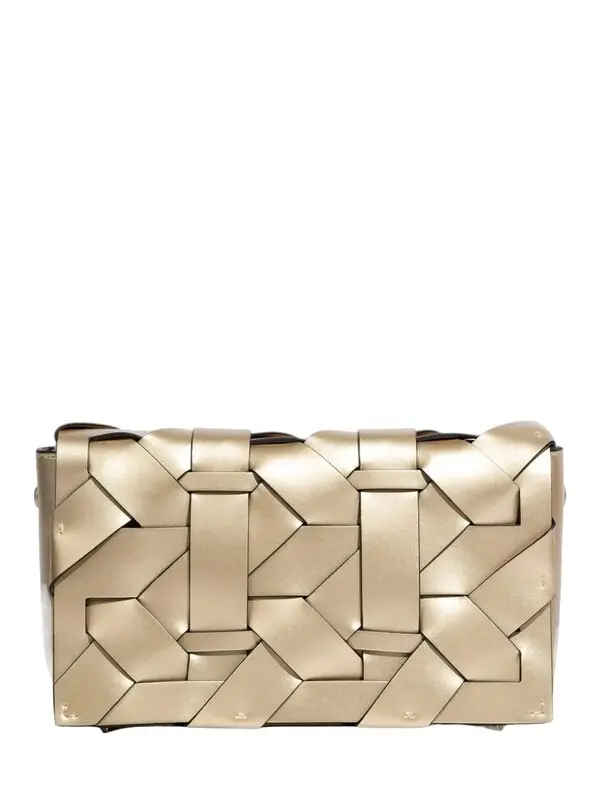 THE BAG ICON Zenobia Woven Clutch - Gold