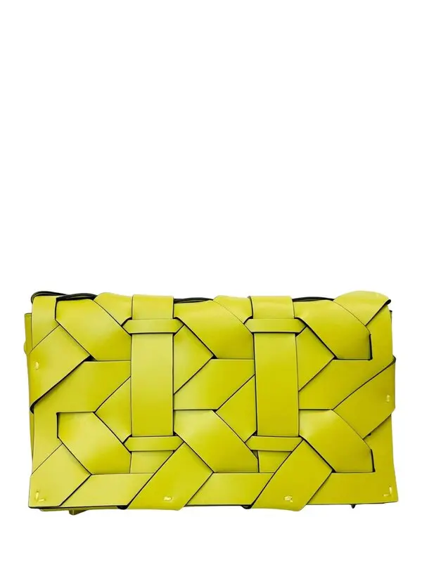 THE BAG ICON Zenobia Woven Clutch - Green
