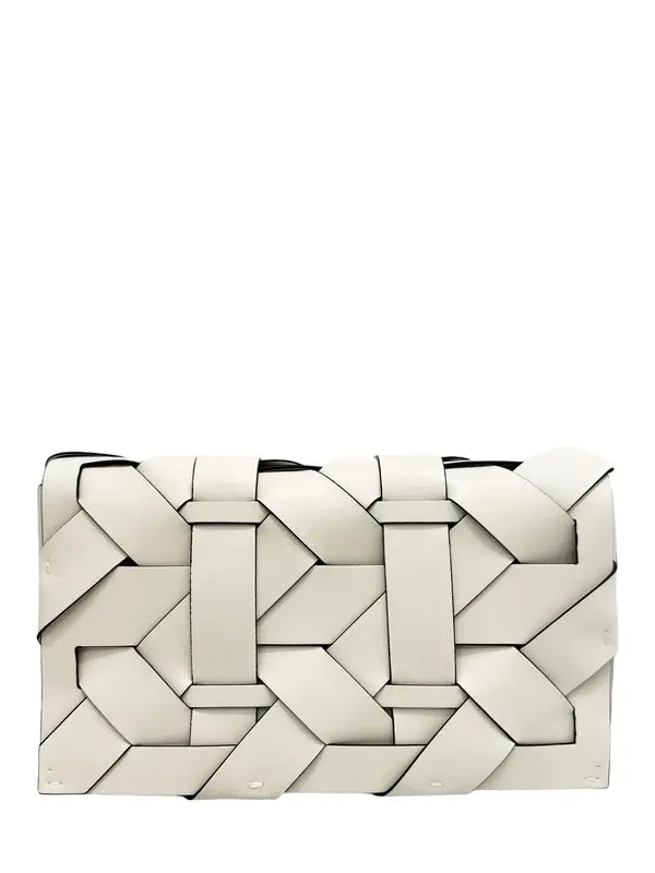 THE BAG ICON Zenobia Woven Clutch - White