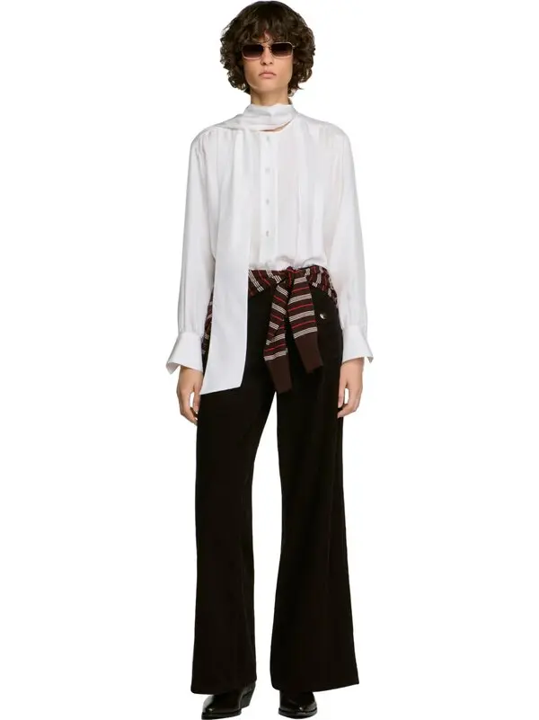 Sandro Velvet Straight-leg Trousers - Bordeaux