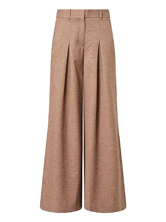 ME+EM Ultimate Wide-leg Twill Trousers - Pecan Brown Multi
