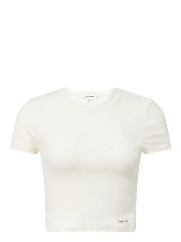 SPORTY & RICH Ribbed Stretch-cotton T-shirt - Ecru