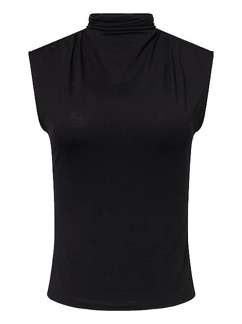 ME+EM High-neck Draped Jersey Top - Black