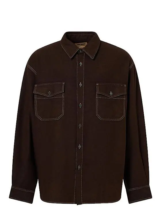 UMA WANG Tavis Flap-pockets Wool-blend Shirt - Brown
