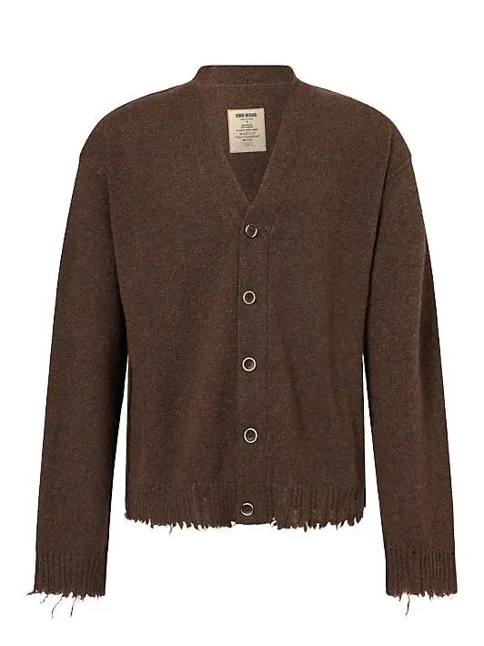 UMA WANG Cashmere Raw-edge Cardigan - Brown