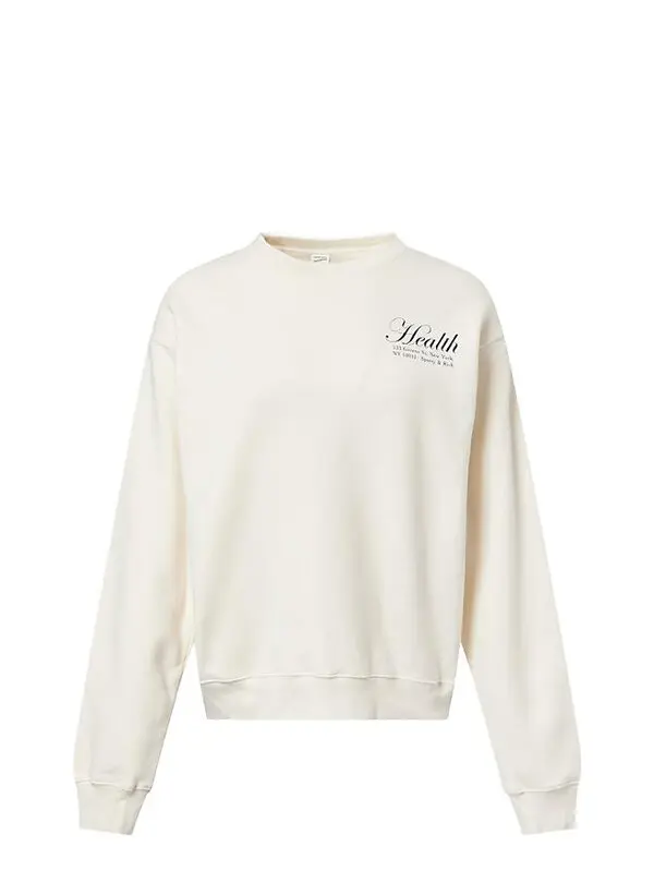 SPORTY & RICH Ny Health Brand-print Cotton Sweatshirt - Ecru