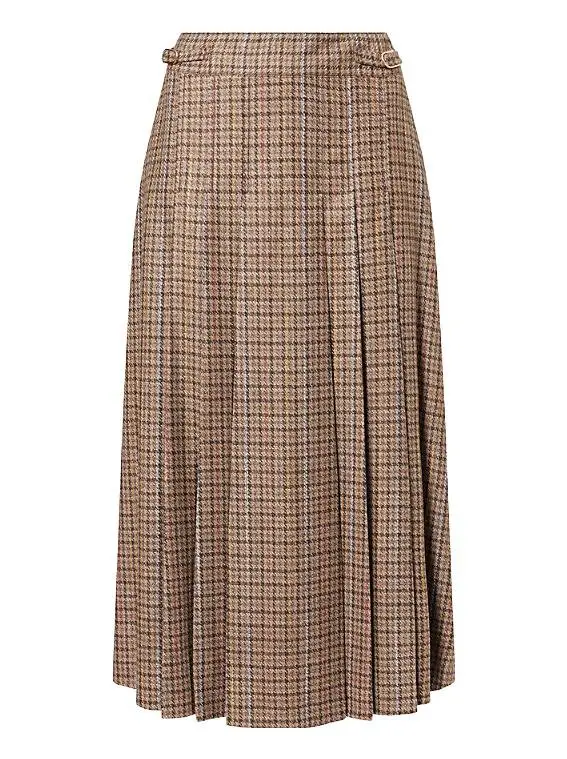 Gabriela Hearst Checked Wool-blend Midi Skirt - Camel Multi