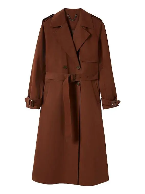 Whistles Valentina Double-breasted Cotton-blend Trench Coat - Brown
