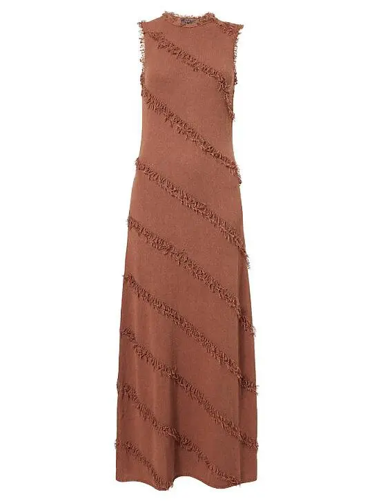 Rails Claudia Fringe-trim Cotton-blend Maxi Dress - Cinnamon