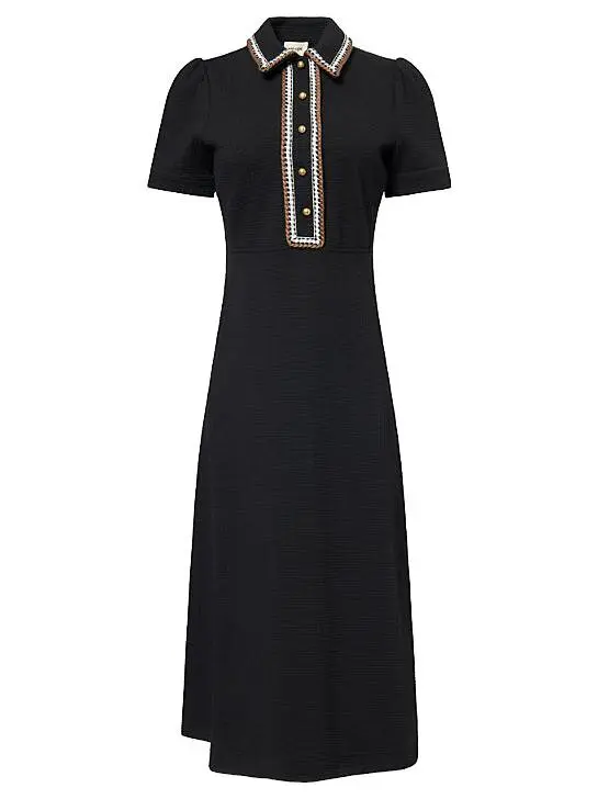 ME+EM Textured Fit-and-flare Jersey Midi Dress - Black