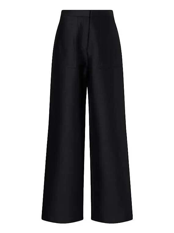 Le Kasha Wool-blend Wide-leg Trousers - Black