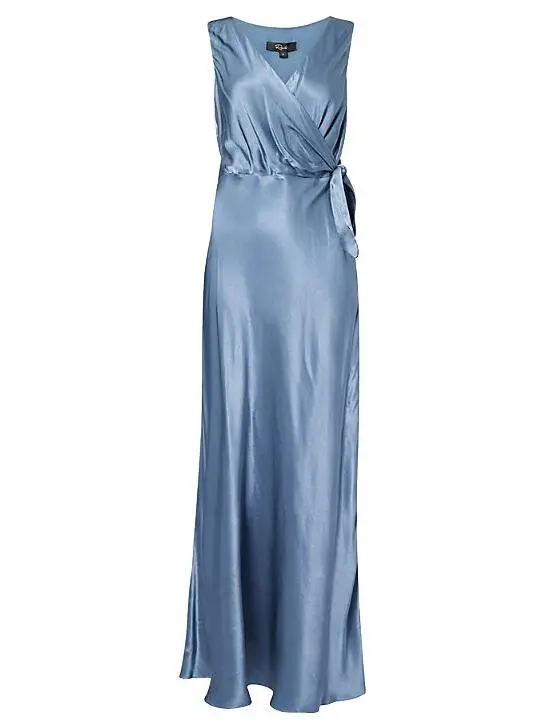 Rails Eva V-neck Satin Maxi Dress - Atlantic