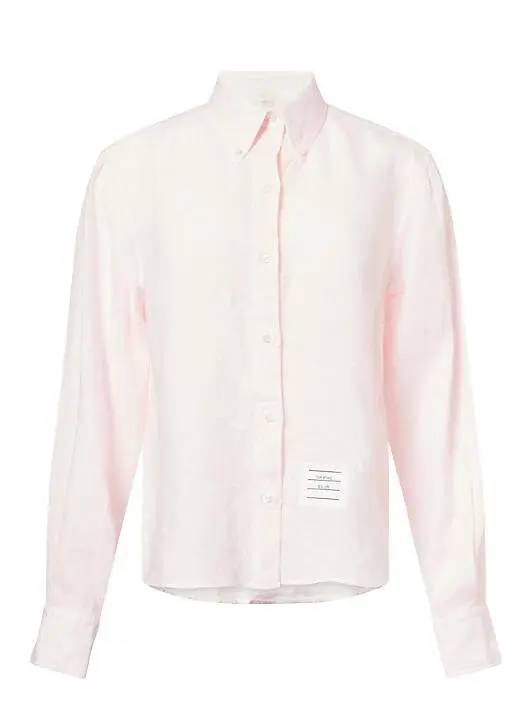 Thom Browne Relaxed-fit Classic-collar Linen Shirt - Lt Pink