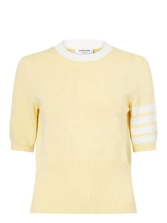 Thom Browne Hector Intarsia-stripe Cotton-knit Top - Light Yellow