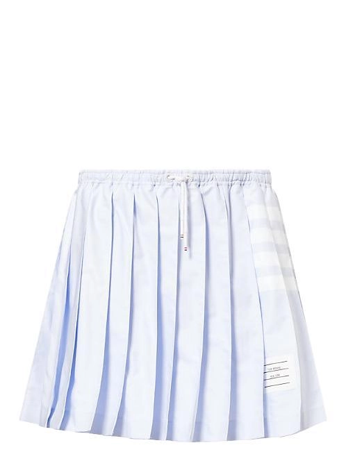 Thom Browne Drawstring Pleated Cotton Mini Skirt - Light Blue