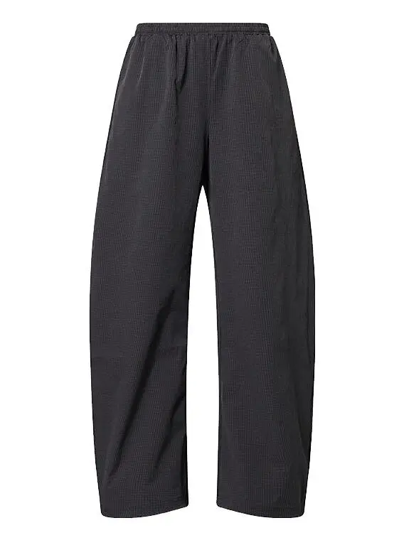 THE COUTURE CLUB Micro-check Drawstring-hem Shell Trousers - Black
