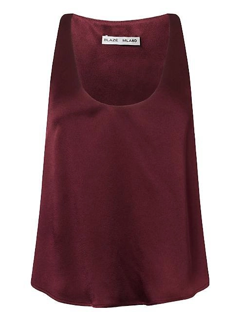 BLAZÉ MILANO Merens Scoop-neck Satin Vest Top - Wine