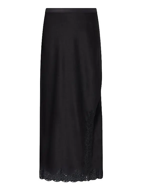 ME+EM Lace-trim Satin Maxi Skirt - Black