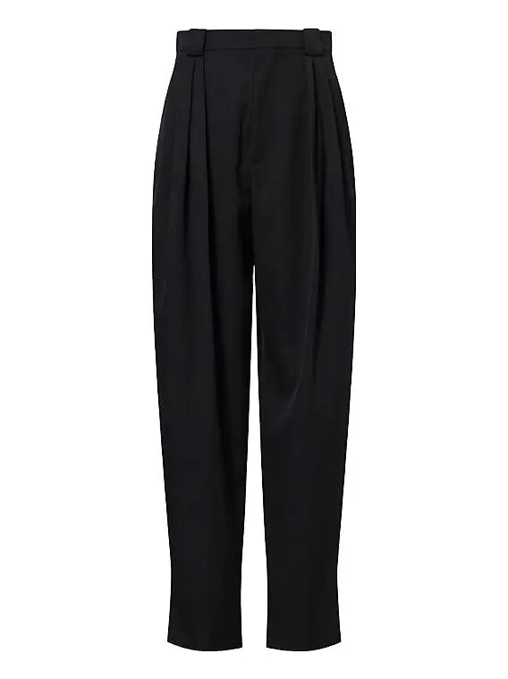 Bottega Veneta Pleated Straight-leg Wool Trousers - Double Black