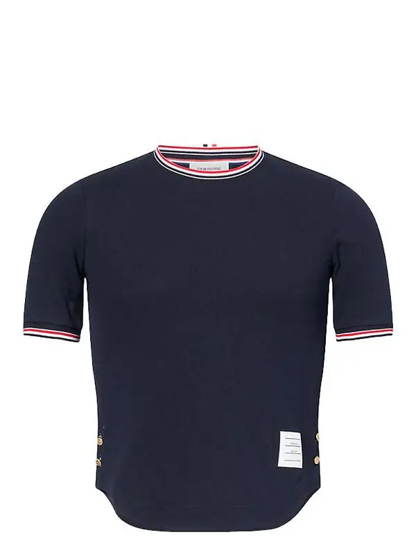 Thom Browne Cotton Piqué Top - Navy