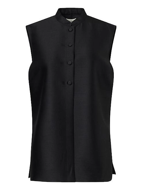Le Kasha Wool-blend Sleeveless Stand-collar Shirt - Black