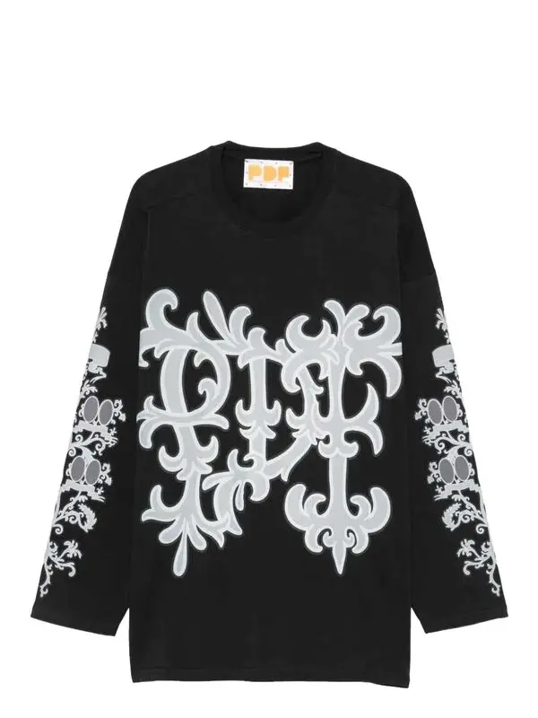 PDF Long-sleeve T-shirt With Graphic Print - Black