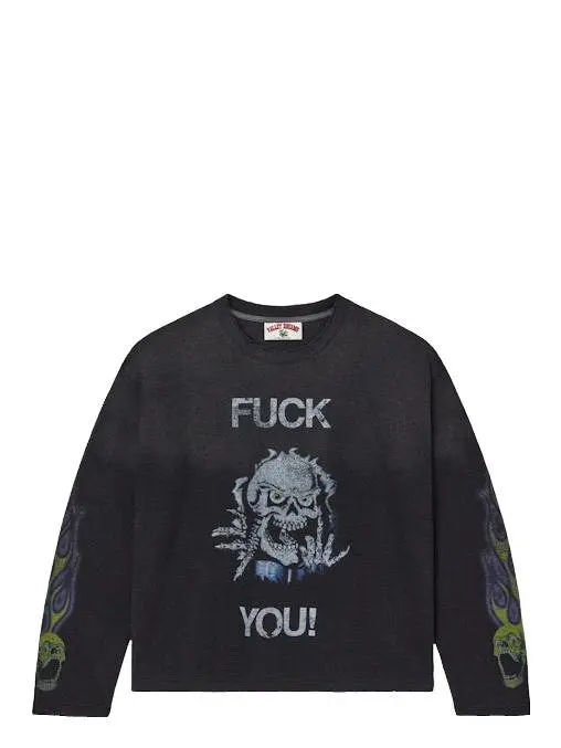 VALE FOREVER Fuck You Thermal Long Sleeve Tee Shirt - Black