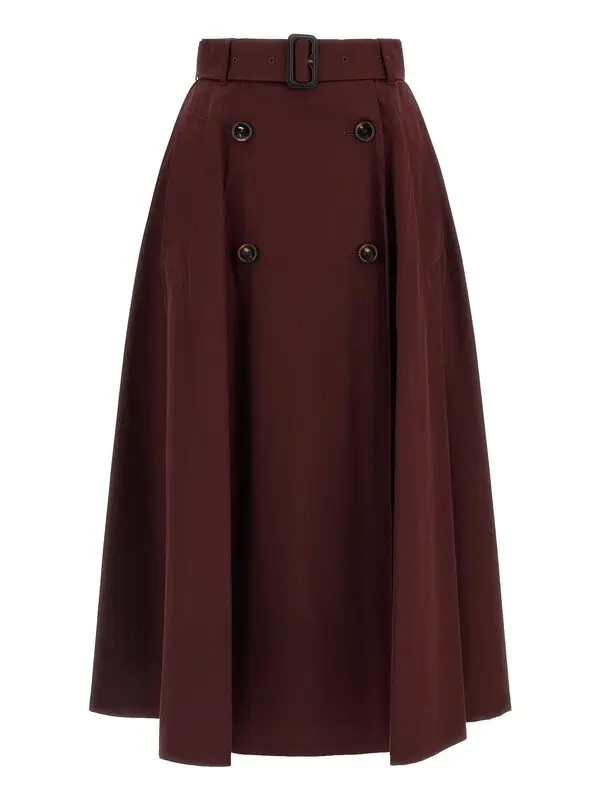 Burberry Gabardine Trench Coat Skirt - Bordeaux