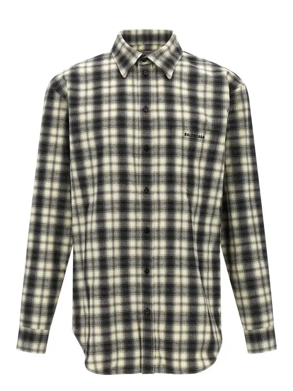 Balenciaga Flannel Shirt - White/black