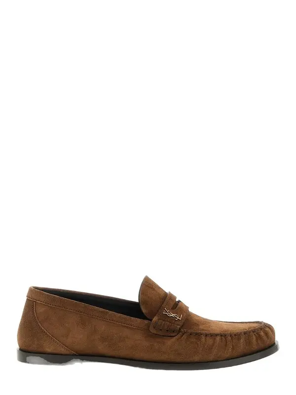Saint Laurent Suede Laurent Loafers - Brown