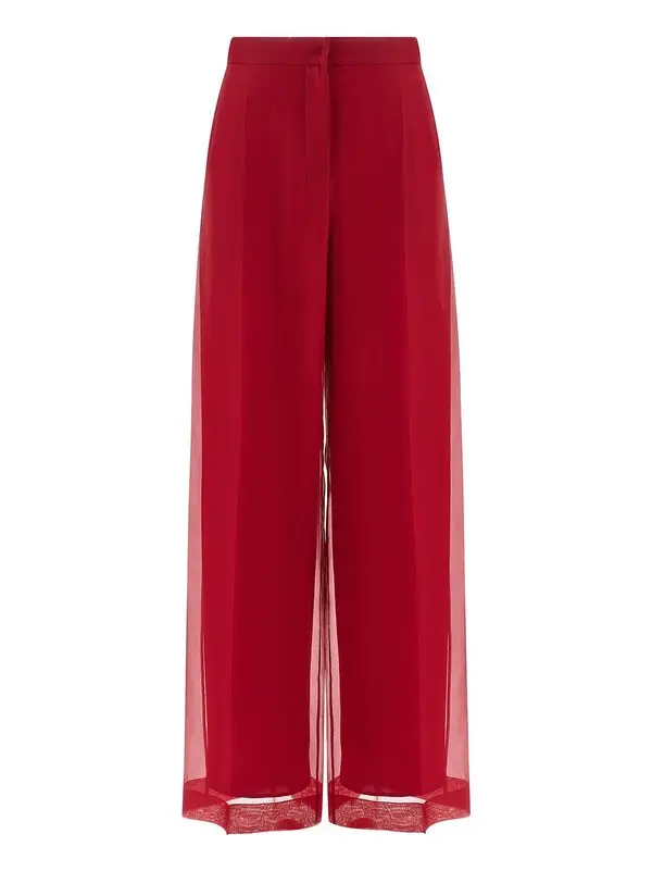 Max Mara Silk Organza Wide Leg Pants - Red