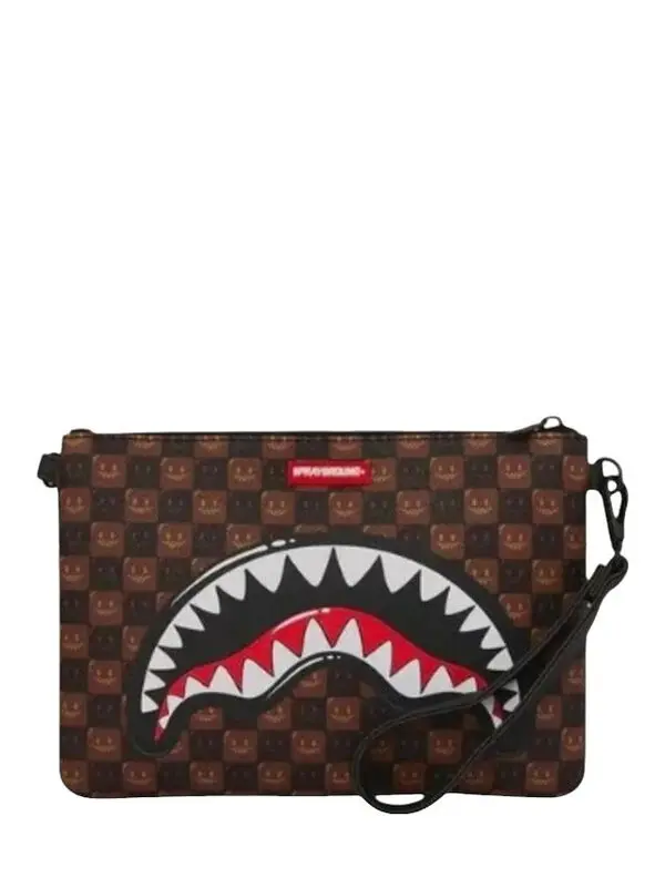 SPRAYGROUND Sharks In Paris Wtf Bubble Check Crossover Bag - Brown/black
