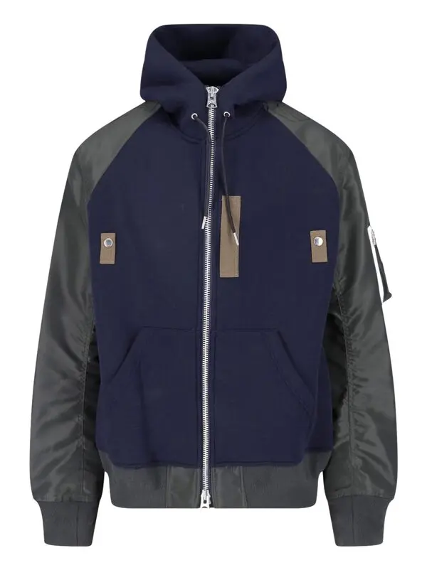 Sacai Hooded Bomber Jacket - Blue