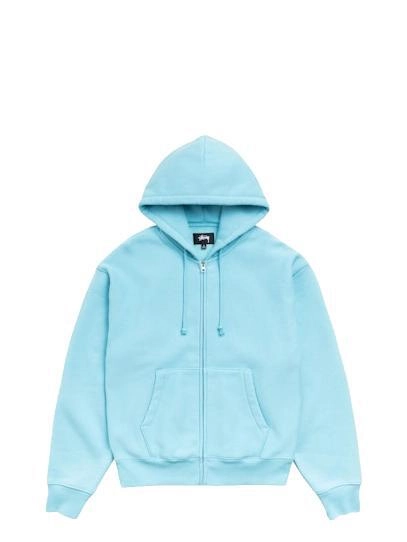 StÜssy Cursive Applique Zip Hoodie - Aqua
