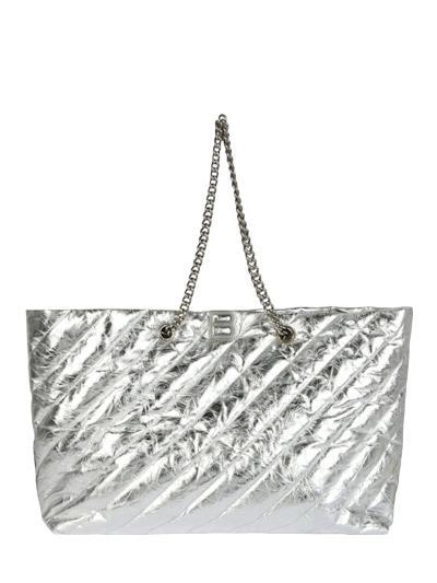 Balenciaga All Crush Quilted Shoulder Bag - Silver