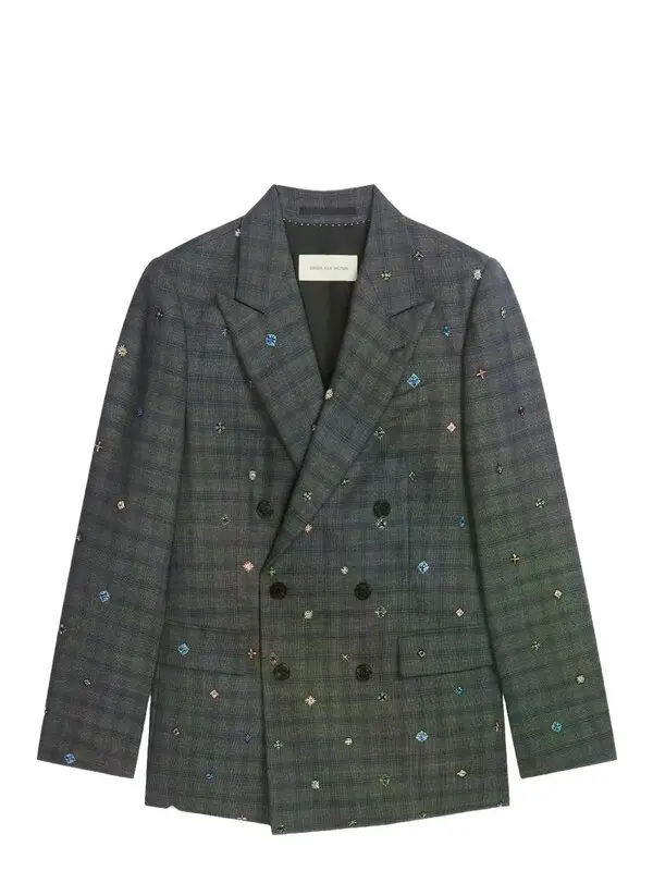 Dries Van Noten Embroidered Wool Blazer - Grey
