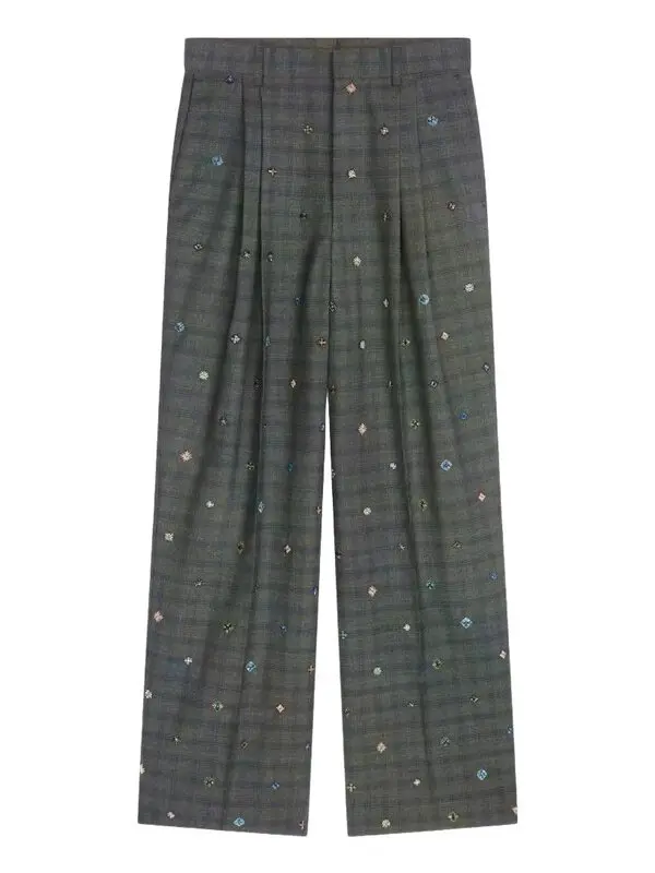 Dries Van Noten Embroidered Straight-leg Pants - Grey