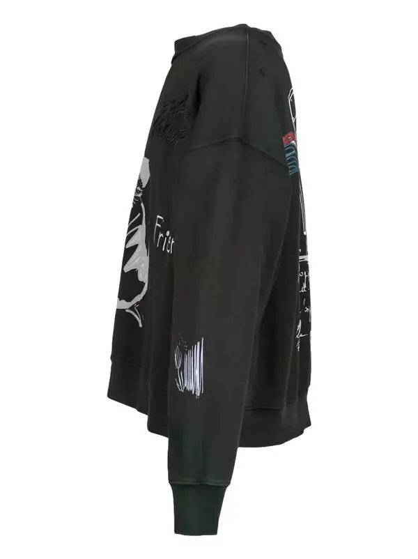 SONG FOR THE MUTE Distressed Graphic-print Sweatshirt - Black