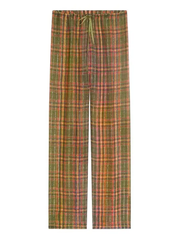 Dries Van Noten Lurex Checked Pants - Green