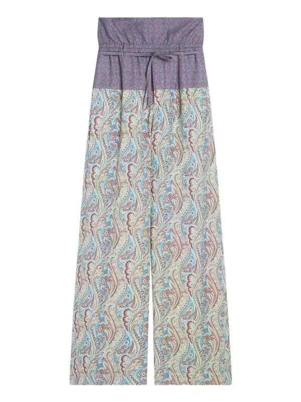 Dries Van Noten Contrast-waist Jacquard Pants - Blue