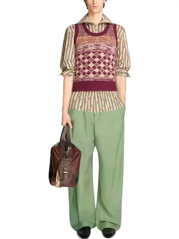 Dries Van Noten Contrast-waist Pants - Green